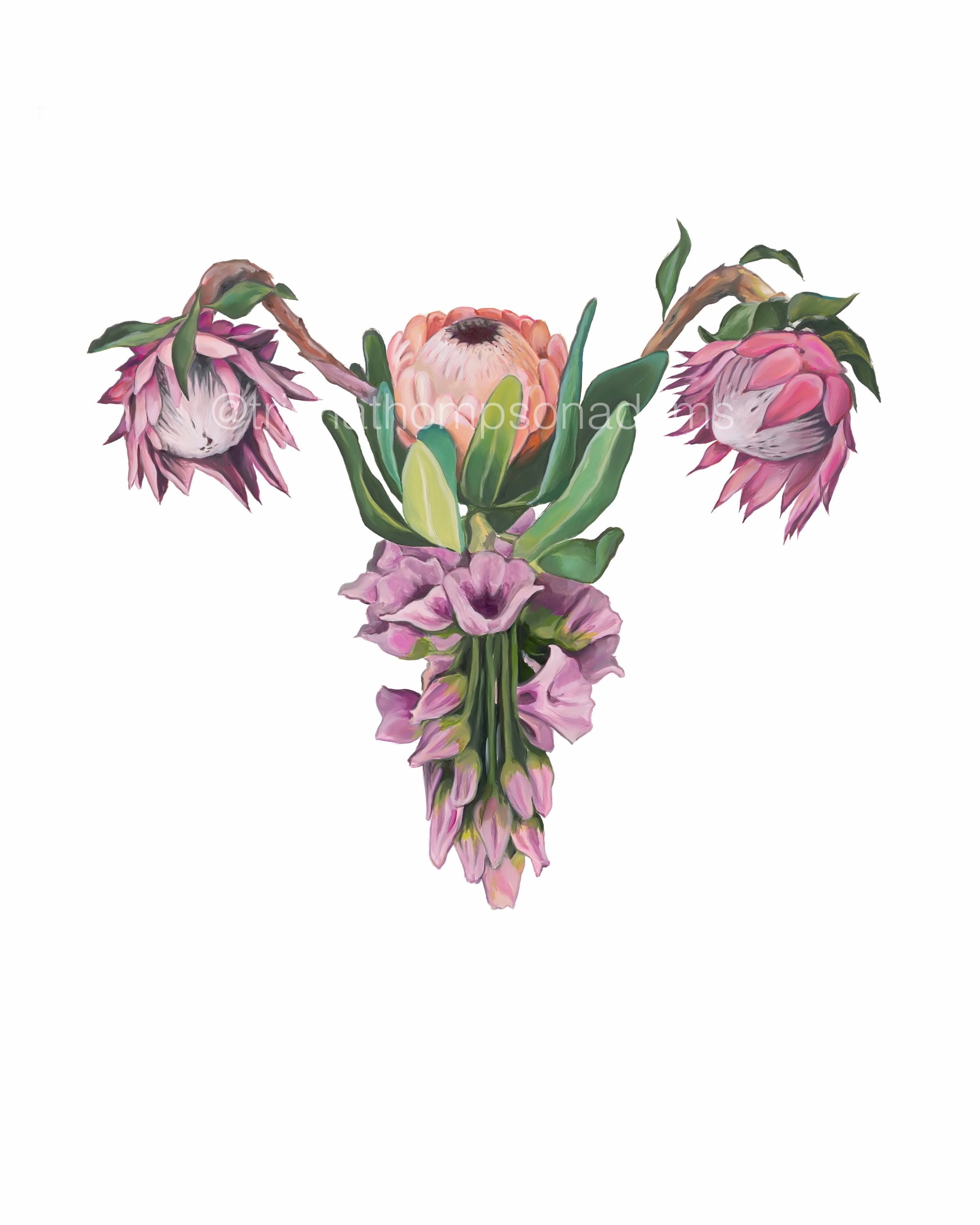 Flower Uterus Art Print: Floral Womb Anatomy, Pregnancy Gift ...