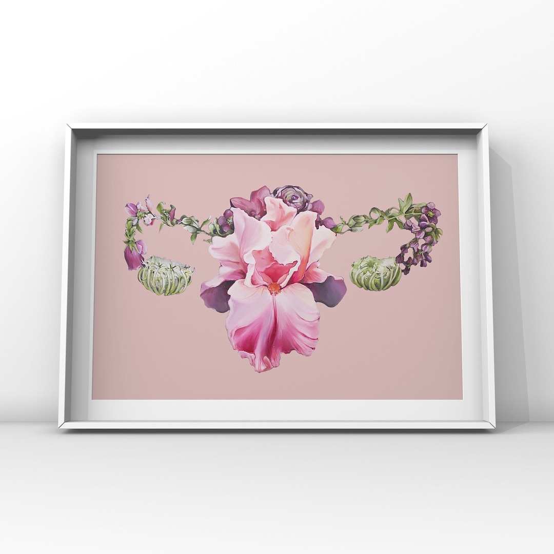 Uterus Wall Art Print: Uterus Flowers, Female Anatomy Art, OBGYN ...