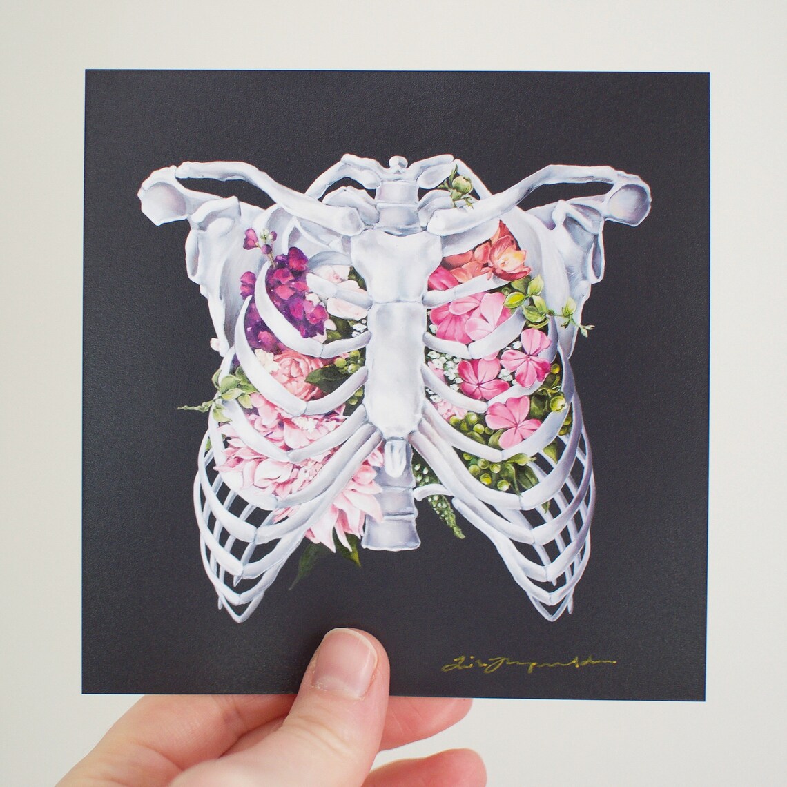 Floral Ribcage Thoracic Print of Oil Painting Anatomical Art - Etsy
