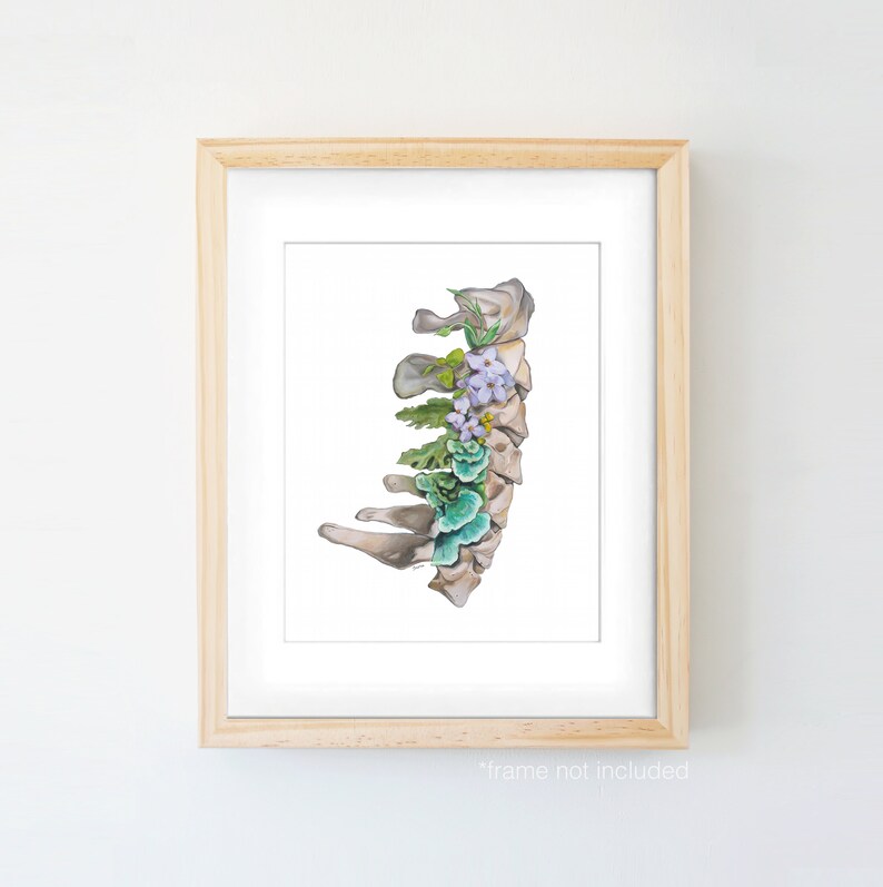 Floral Cervical Spine White Vertebrae Print of Oil Painting ...
