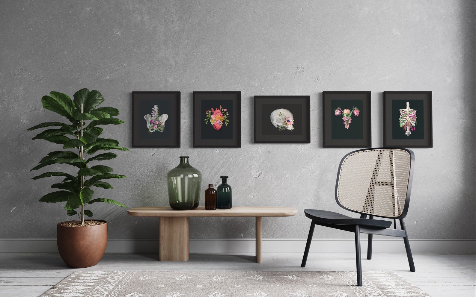 Floral Pelvis Anatomical Art Print Pelvic Floor With Flowers, Medical ...