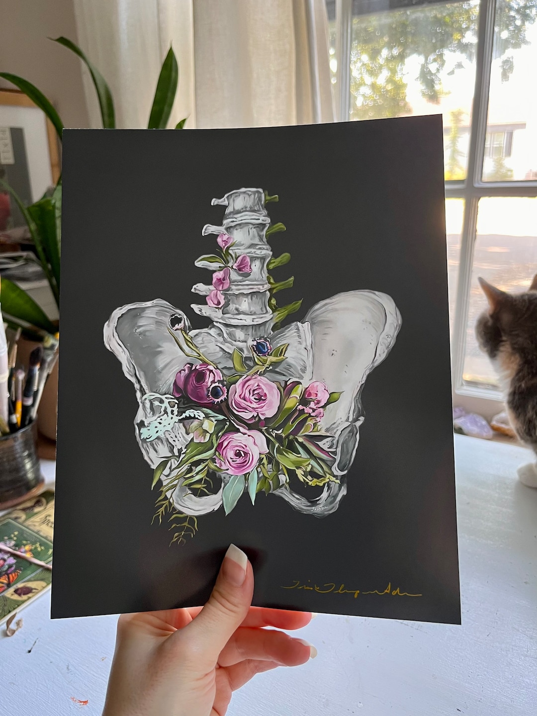 Pelvic Floor Floral Anatomical Art Print - Pelvis With Flowers, Medical ...