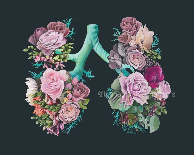 Floral Lungs II Respiratory Anatomy Print of Oil Painting - Anatomical ...