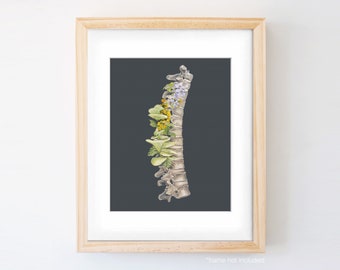 Floral Cervical Spine White Vertebrae Print of Oil Painting | Etsy