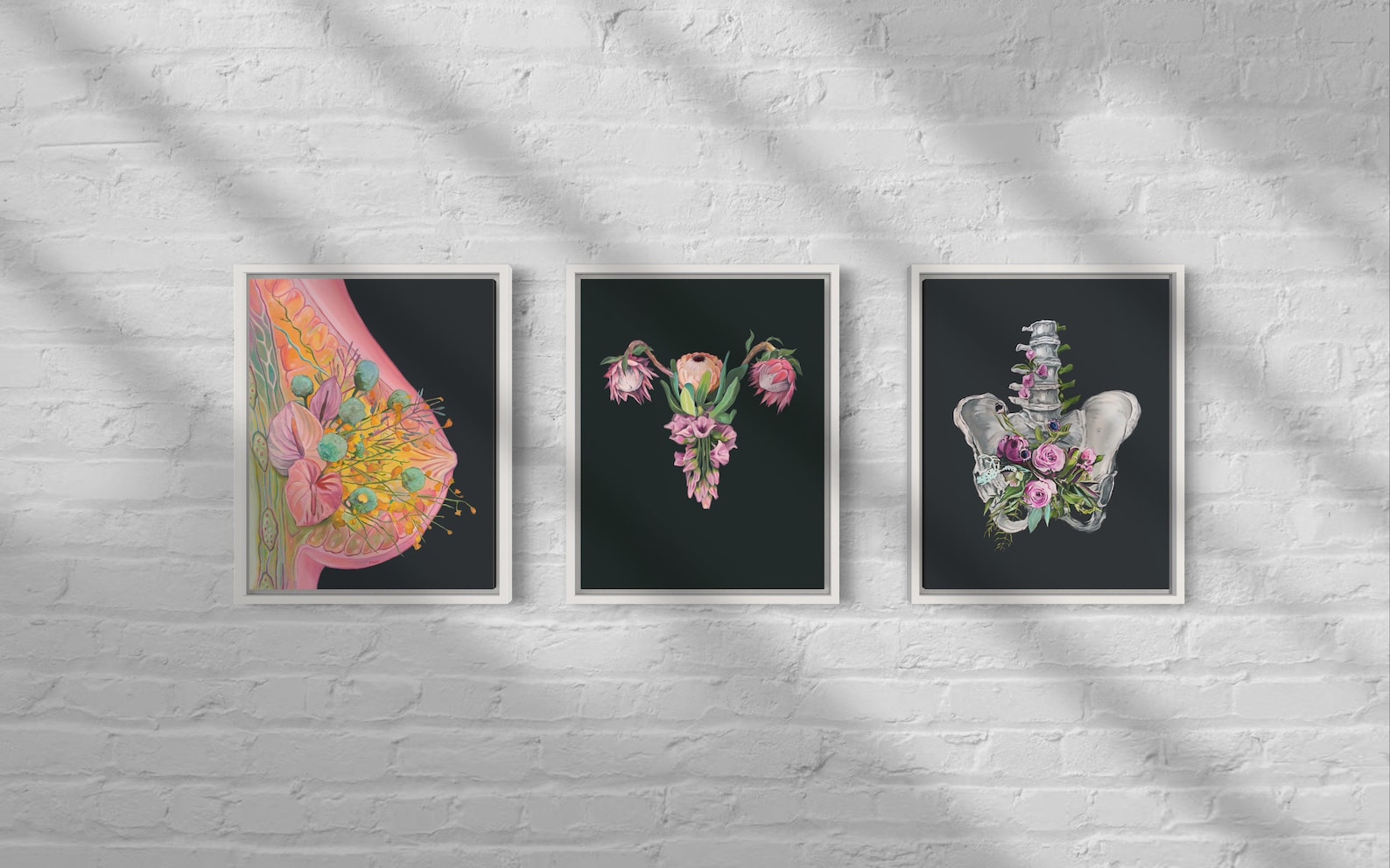 Floral Pelvis Anatomical Art Print Pelvic Floor With Flowers, Medical ...