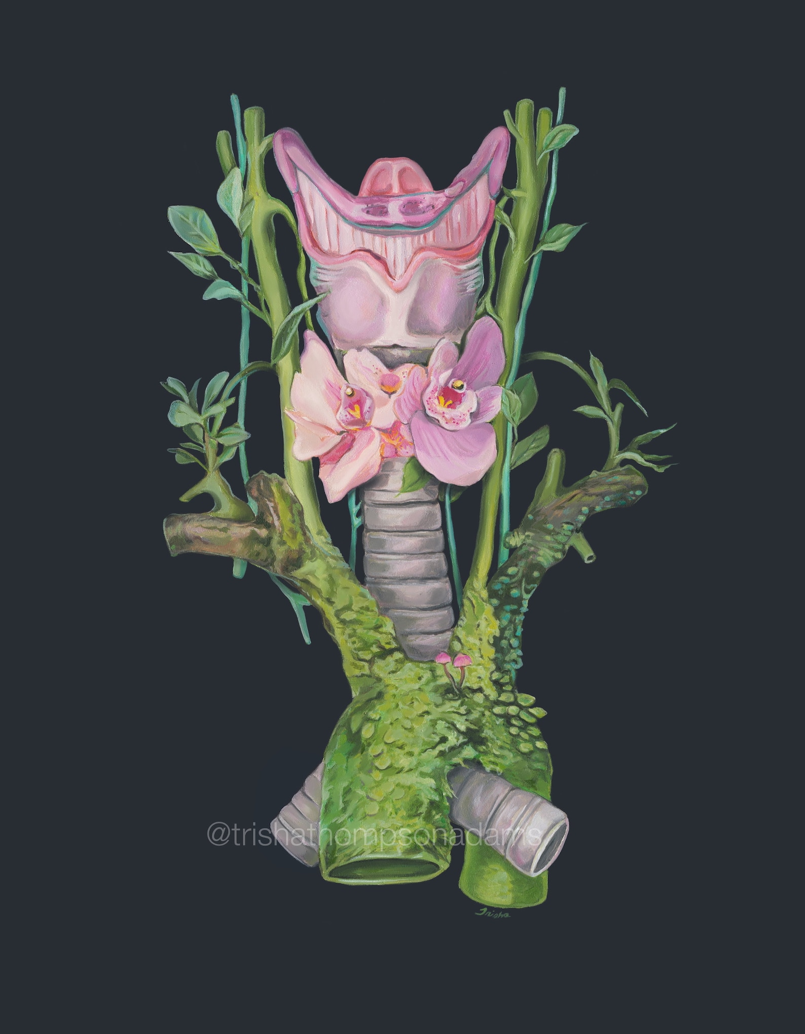 Tattoo/digital Download Floral Thyroid Larynx Instant Art - Etsy