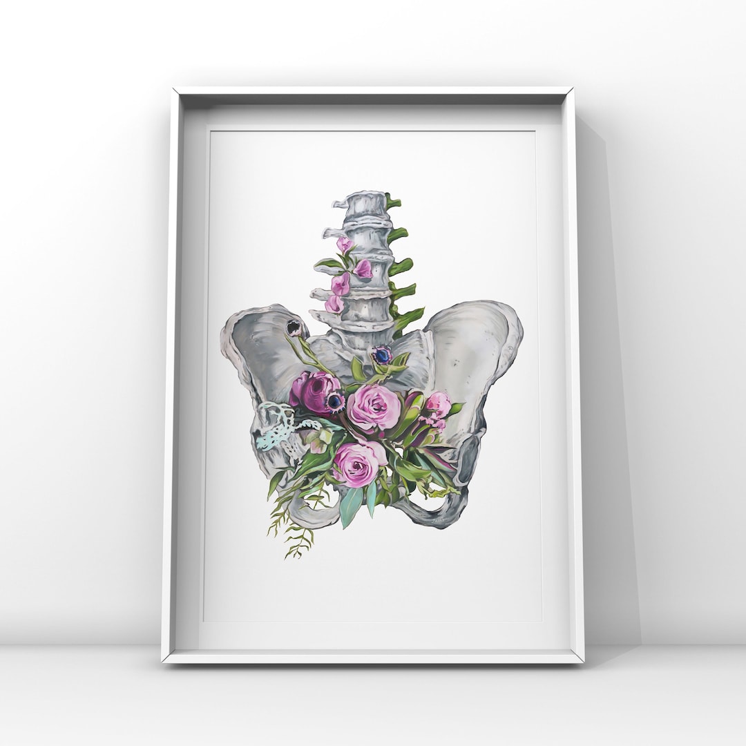 Floral Pelvis White Background Print of Oil Painting - Anatomical Art ...