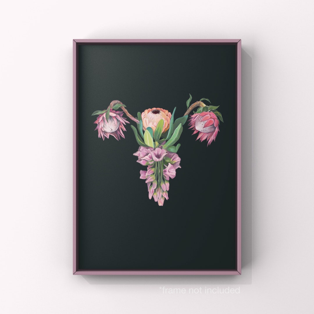Floral Uterus II Female Anatomy Print of Oil Painting - Anatomical ...