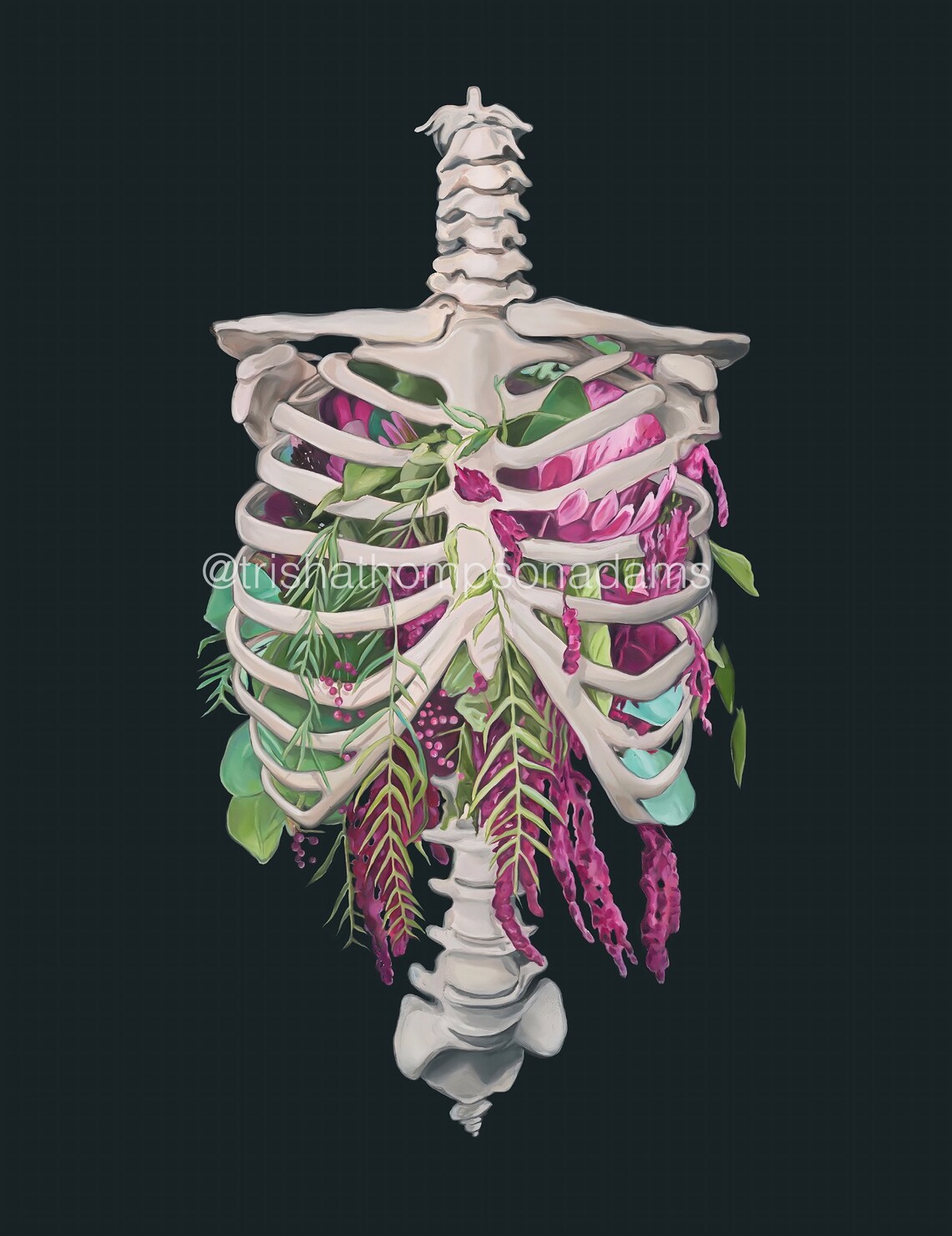 Floral Thoracic Cage Anatomy Print of Oil Painting | Etsy