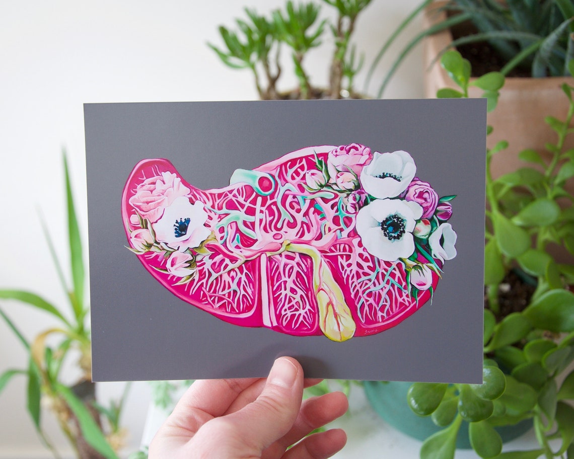 Floral Liver Charity Print of Oil Painting - Anatomical Art Print ...