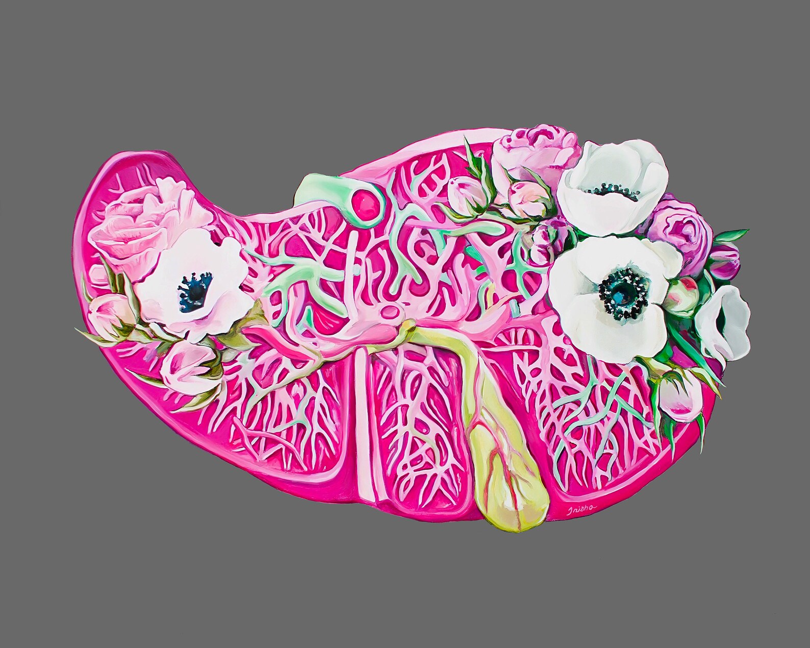 Floral Liver Charity Print of Oil Painting Anatomical Art - Etsy