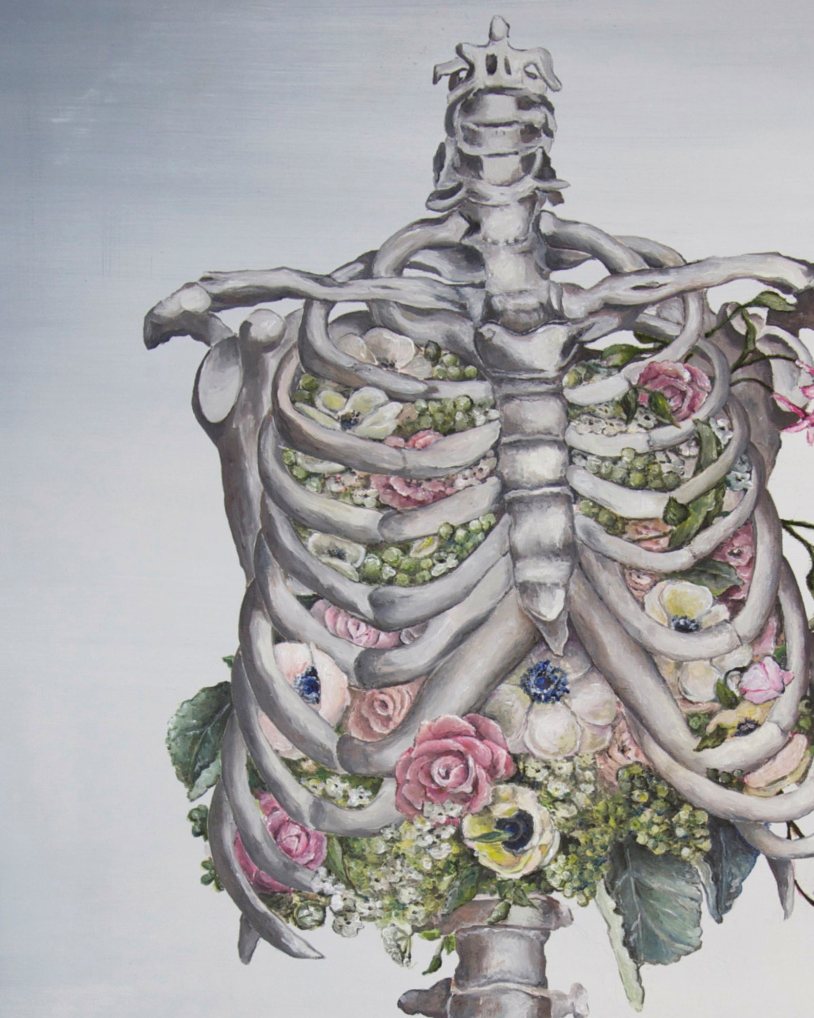 Floral Anatomy: Skeleton Print of Oil Painting Anatomical | Etsy