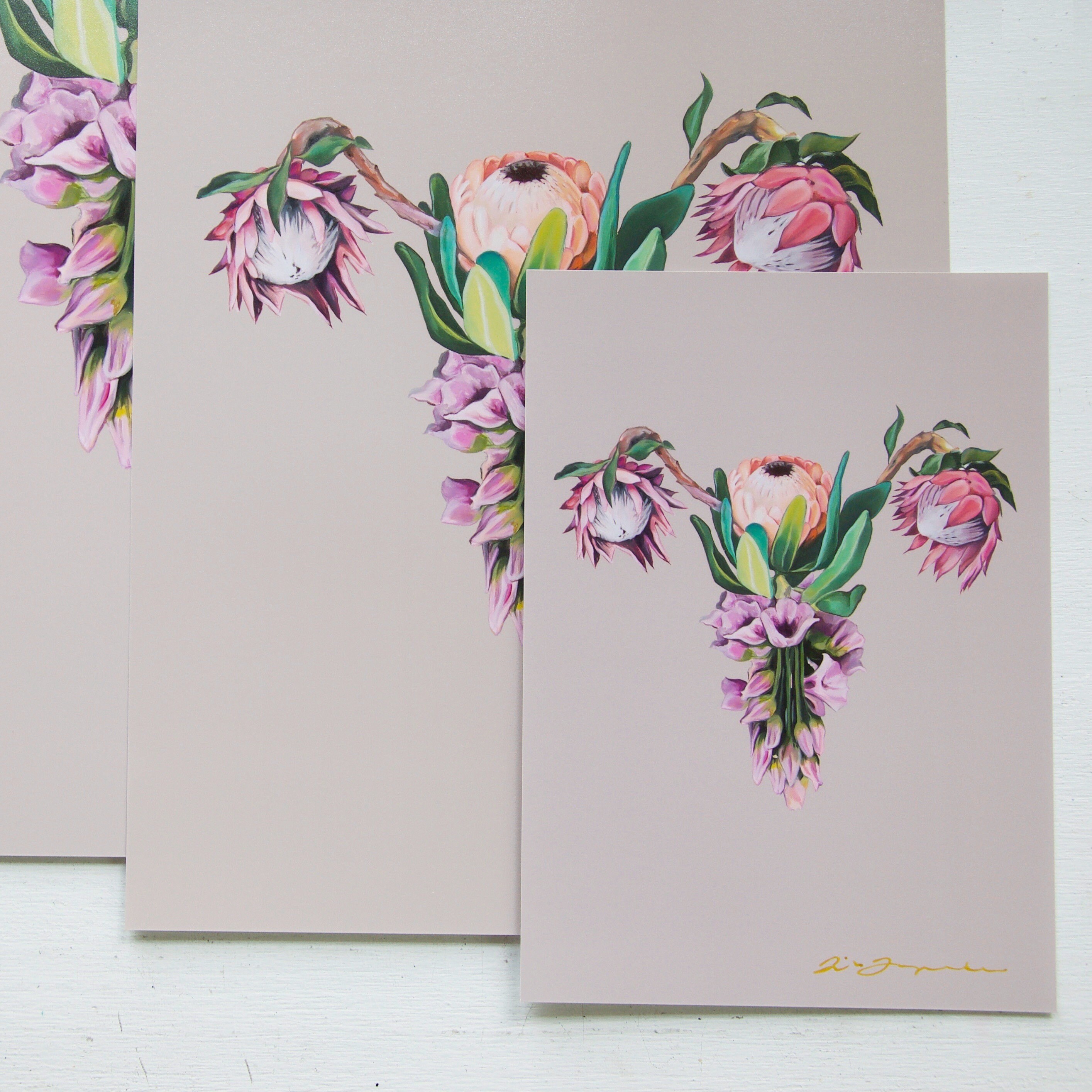 Floral Uterus II Pink Female Anatomy Print of Oil Painting | Etsy