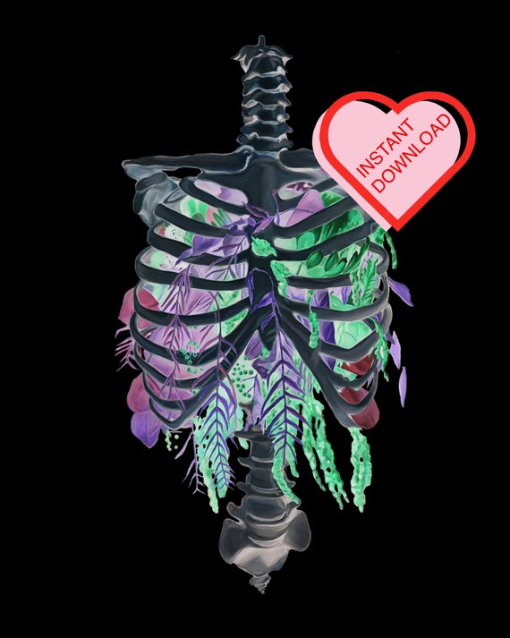 Dark Neon Skeleton Digital Download Anatomy Wall Art - Etsy