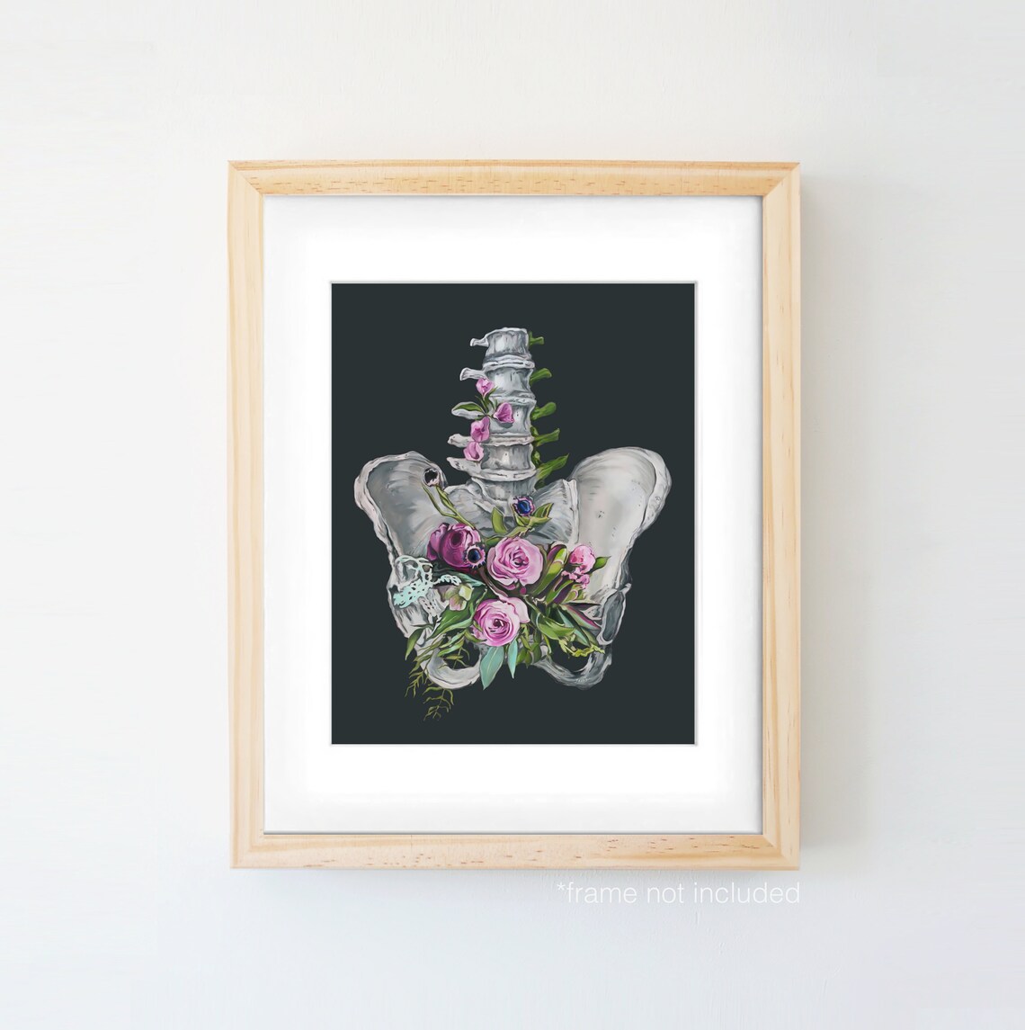 Pelvic Floor Floral Anatomical Art Print - Pelvis With Flowers, Medical ...