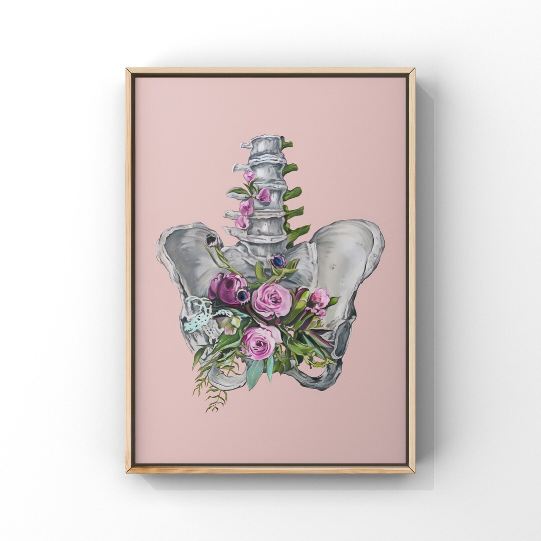 Floral Pelvis Print of Oil Painting - Anatomical Art Print - Human Body ...