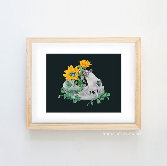 Tivali Cat Skull Floral Anatomy Print of Oil Painting | Etsy