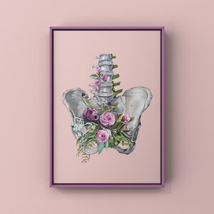Floral Pelvis Print of Oil Painting - Anatomical Art Print - Human Body ...