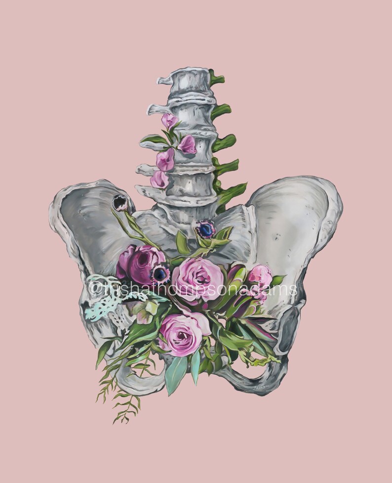 Floral Pelvis Print of Oil Painting - Anatomical Art Print - Human Body ...