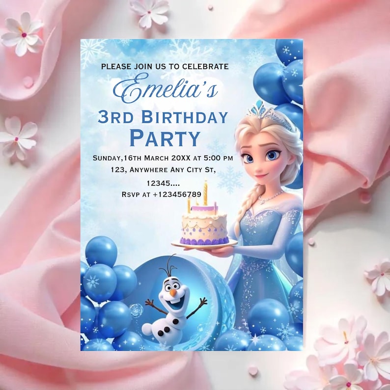 Frozen Birthday Invitation, Elsa & Anna Party Invitation, Girl Frozen ...