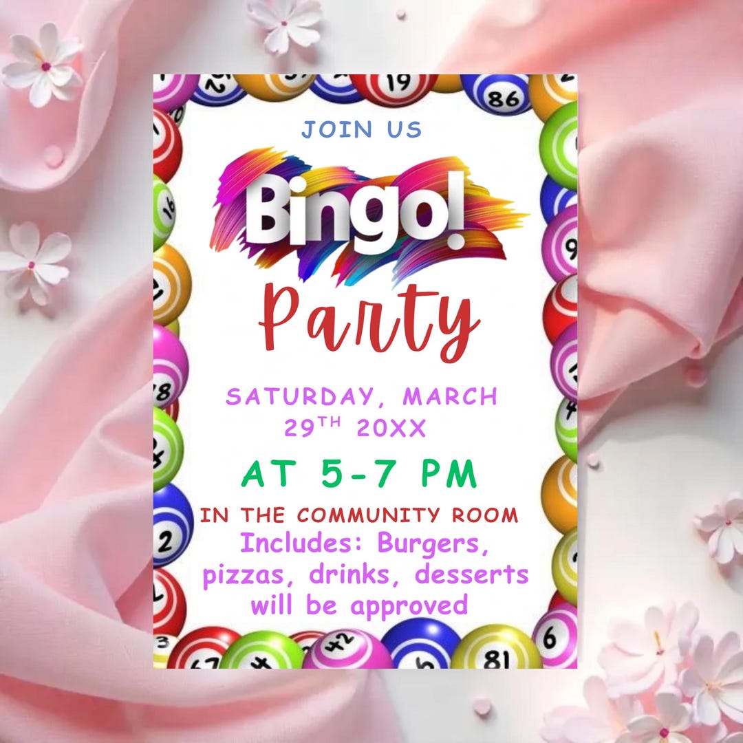 Bingo Birthday Invitation, Family Game Night Invite, Bingo Night ...