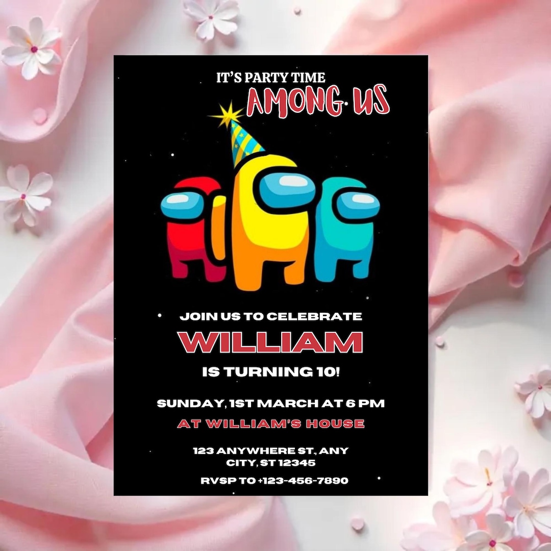 Among Us Invitation Birthday Invitation | Kids Birthday Invitation ...