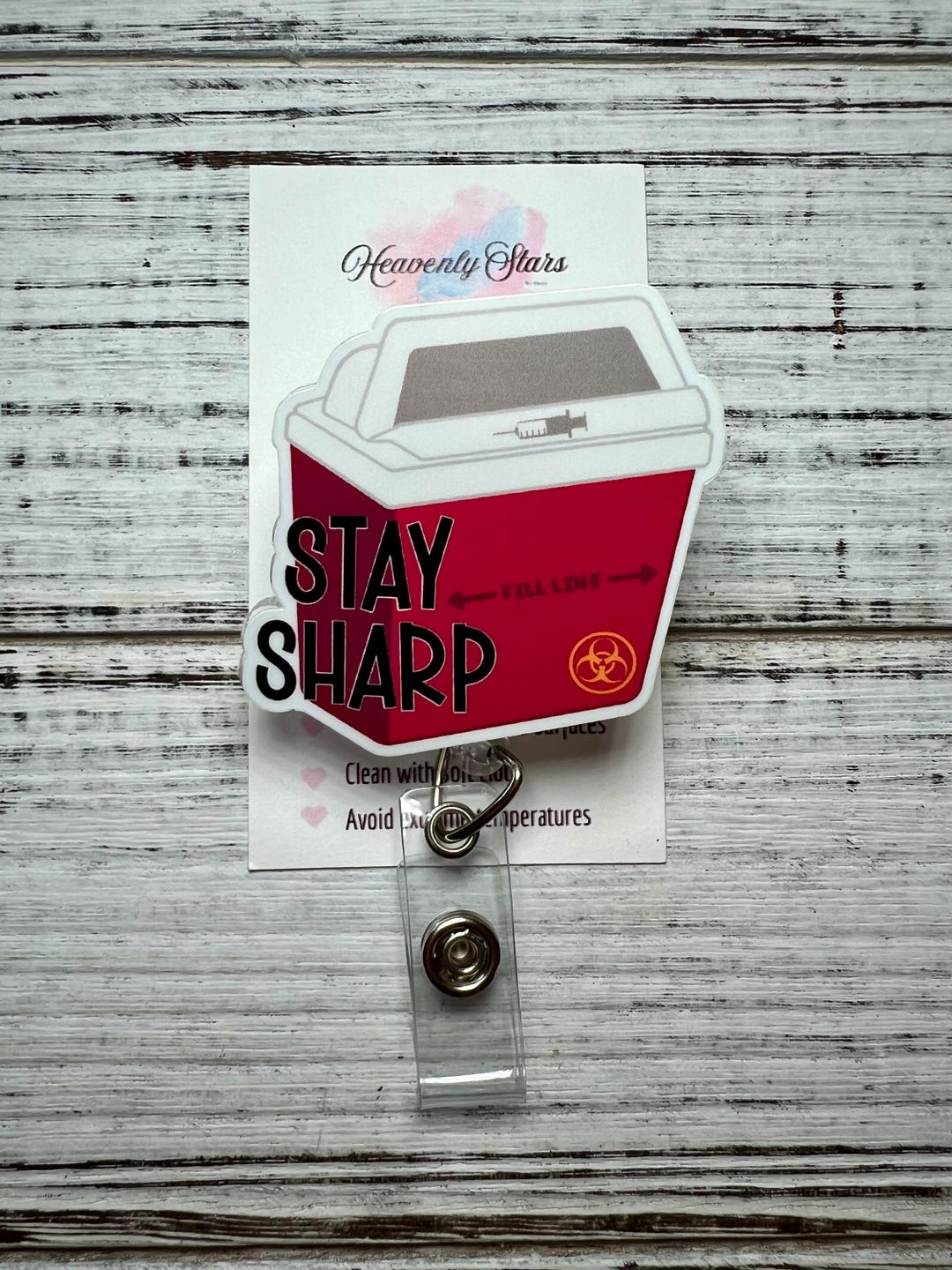 Stay Sharp Sharps Container Badge Reel | Nurse | Phlebotomy ...