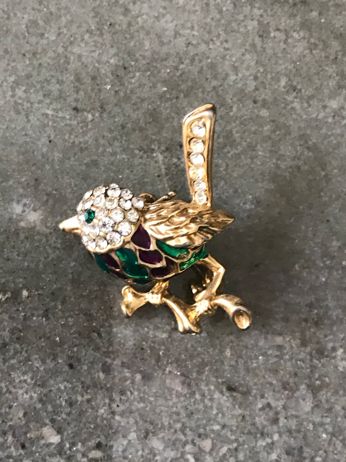 Enamel Gold Tone Bird Pin - Etsy