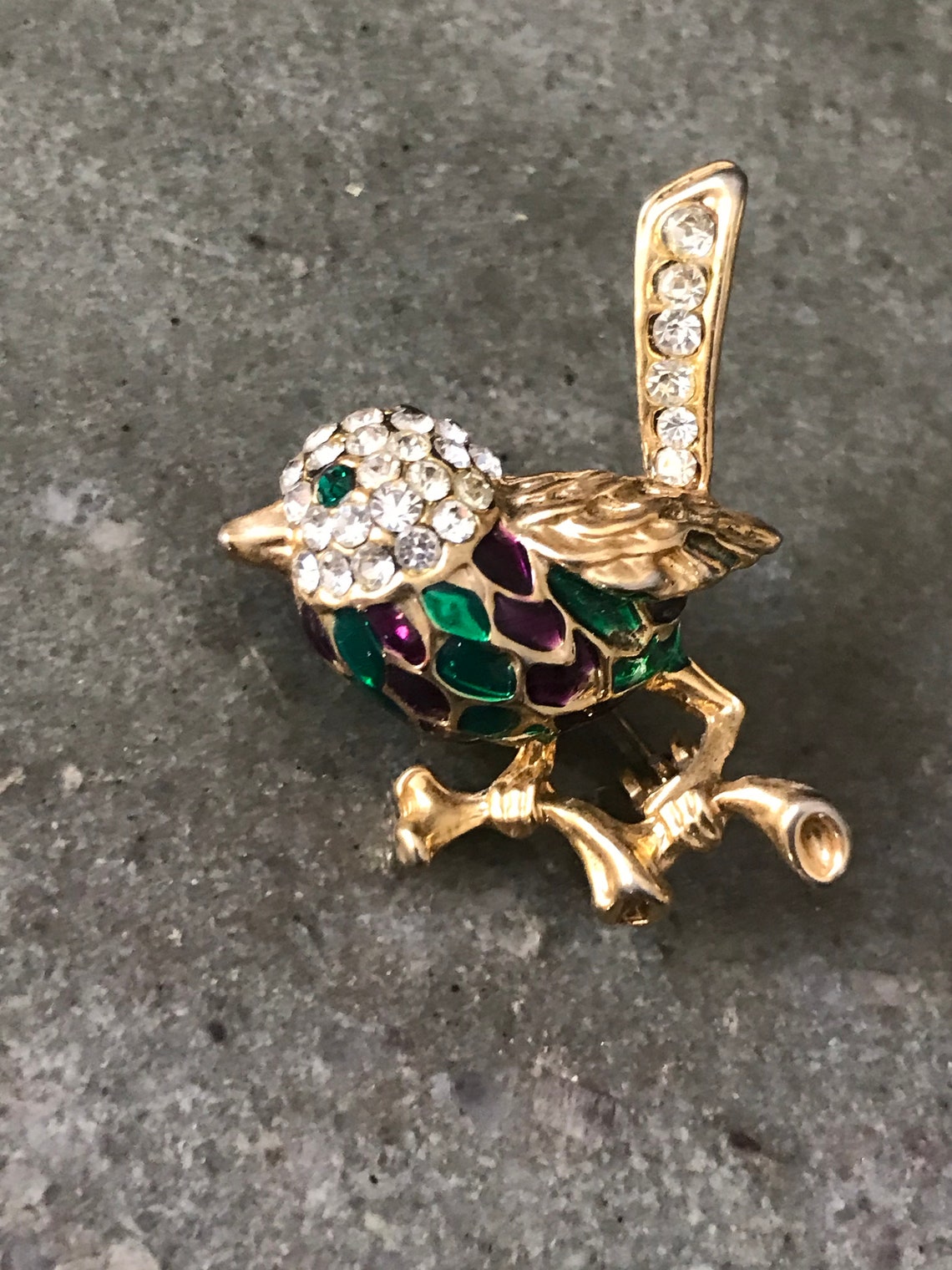 Enamel Gold Tone Bird Pin - Etsy