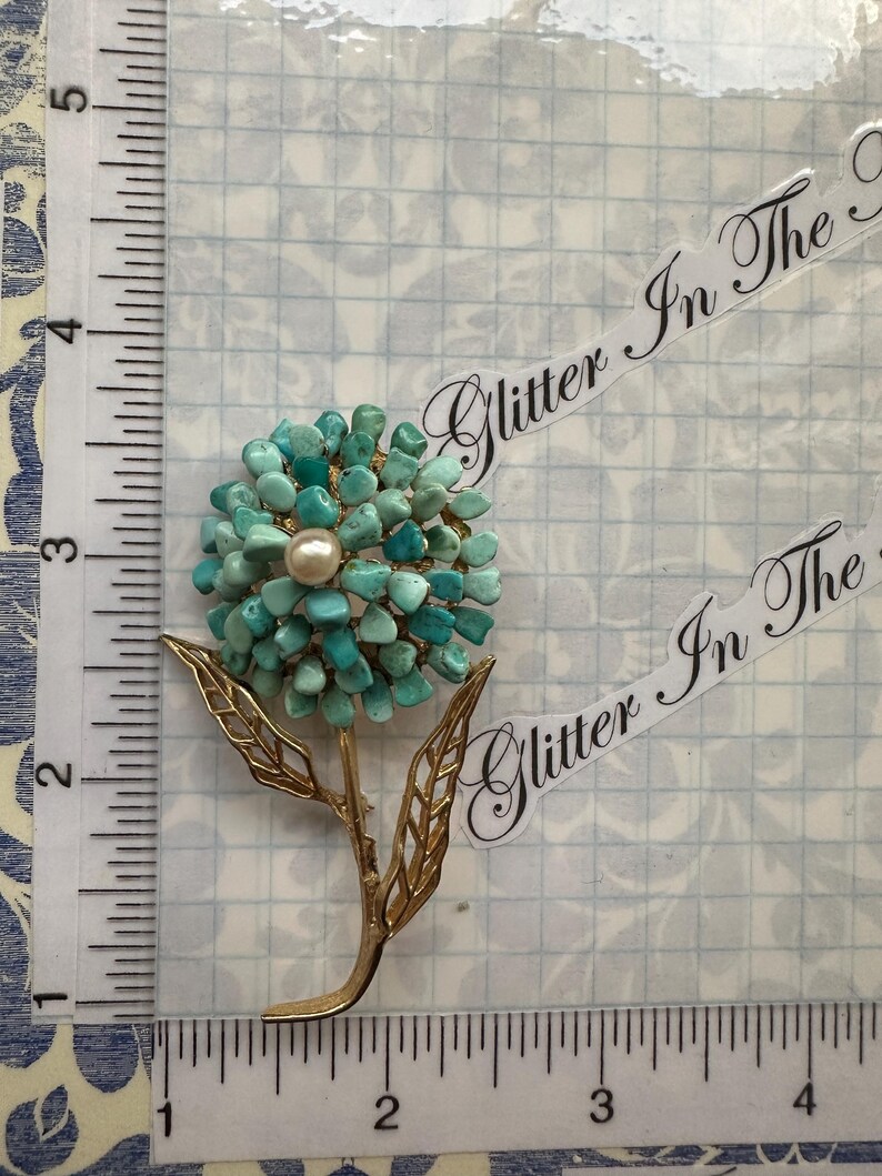 Vintage Swoboda Turquoise Flower & Pearl Brooch - Etsy
