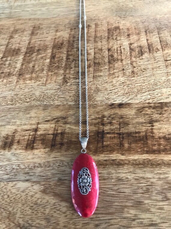 sterling silver coral necklace - Gem