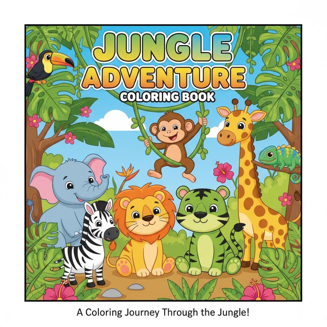 Jungle Adventure Colouring Book - Etsy