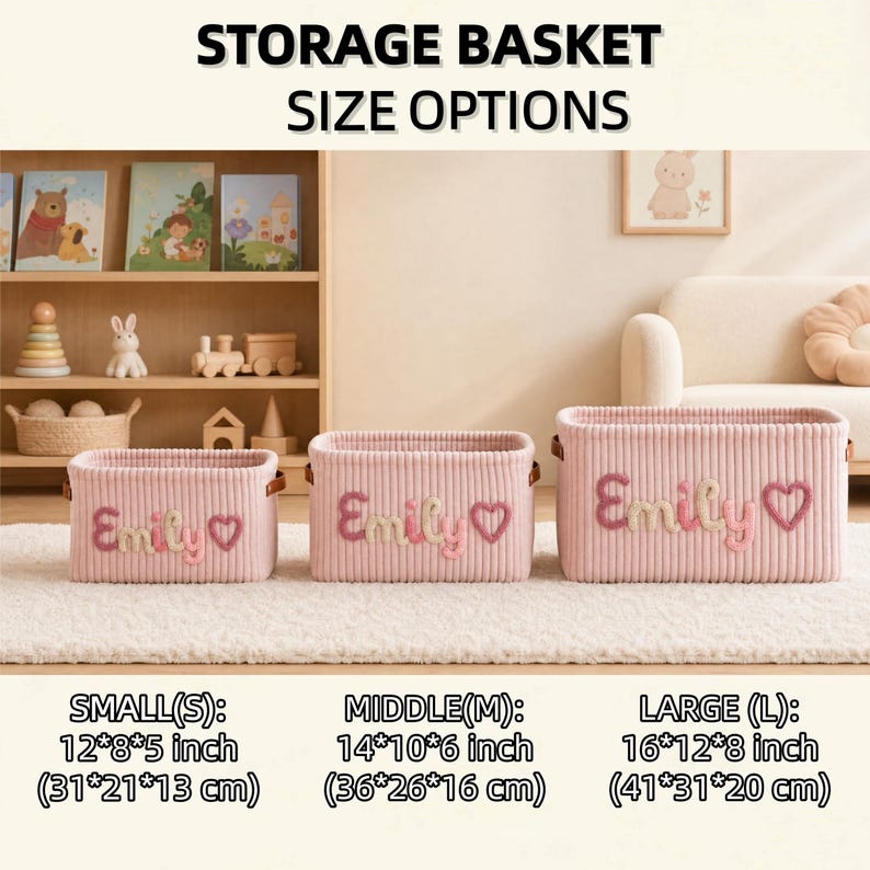 Personalized Embroidery Baby Storage Basket - Custom Embroidered Name ...
