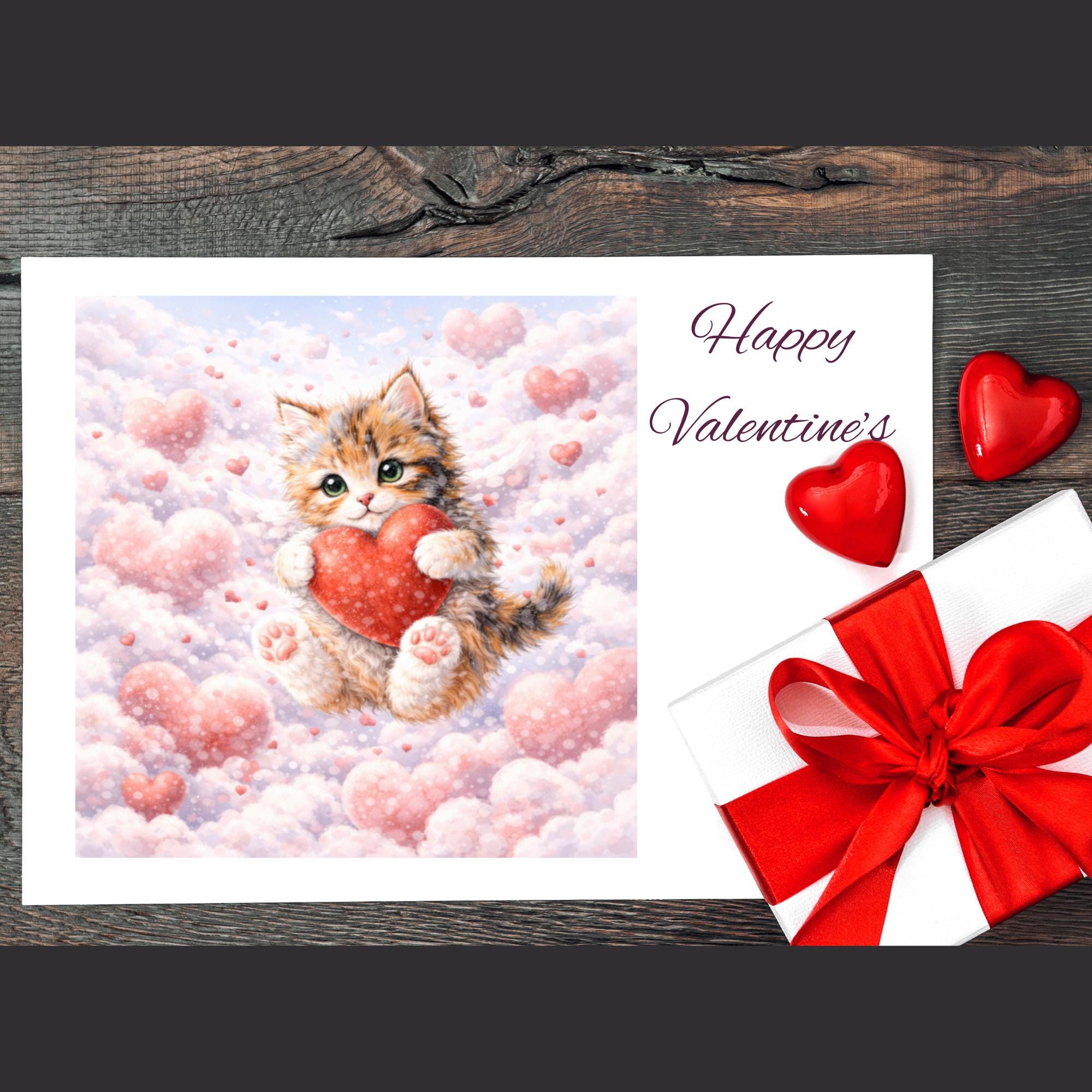Happy Valentine Cats Clipart | Cute Cat Valentine PNG Set | Happy Cat ...
