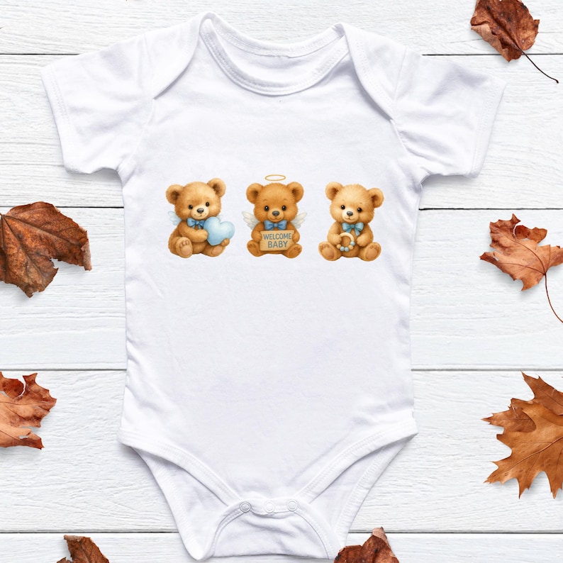 Teddy Bear Baby Boy Clipart Bundle | 20 PNG Watercolor Illustrations ...