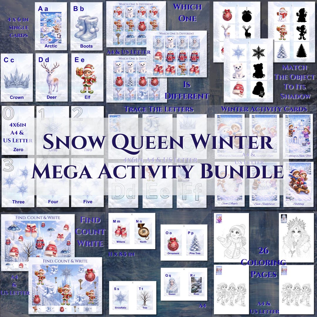 Snow Queen Winter Mega Activity Bundle | 25 Printable Editable Learning ...