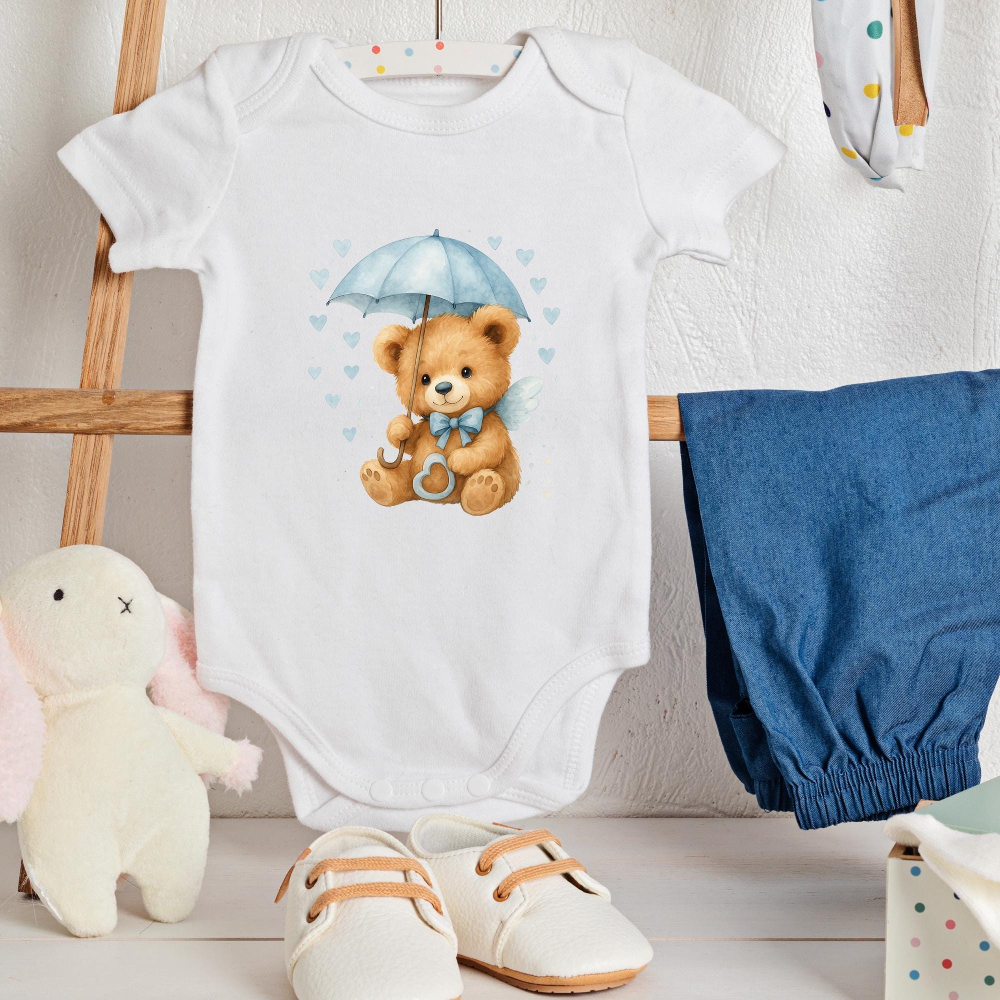 Teddy Bear Baby Boy Clipart Bundle | 20 PNG Watercolor Illustrations ...