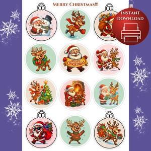 Cute Holiday Cake Toppers | Santa & Reindeer Printable Cupcake Toppers ...