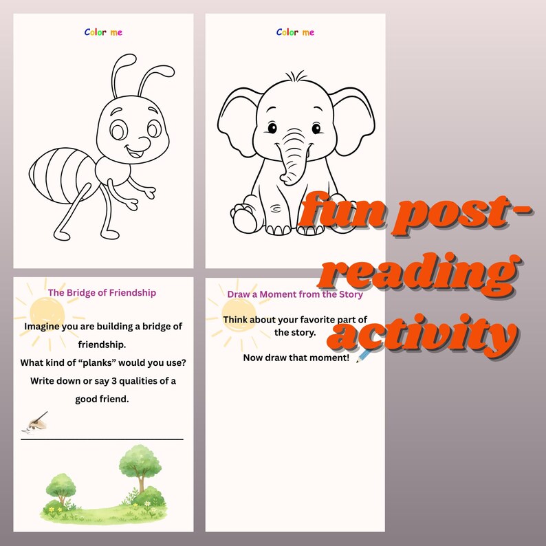 Elephant & Ant Friendship Storybook: Kids' Fairy Tale (PDF) - Etsy