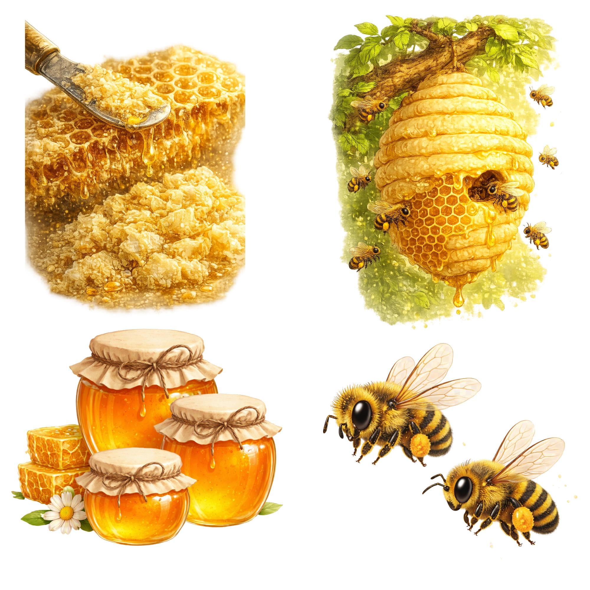 Honey Bee Clip Art Set | Beekeeping and Honey Illustration PNG ...