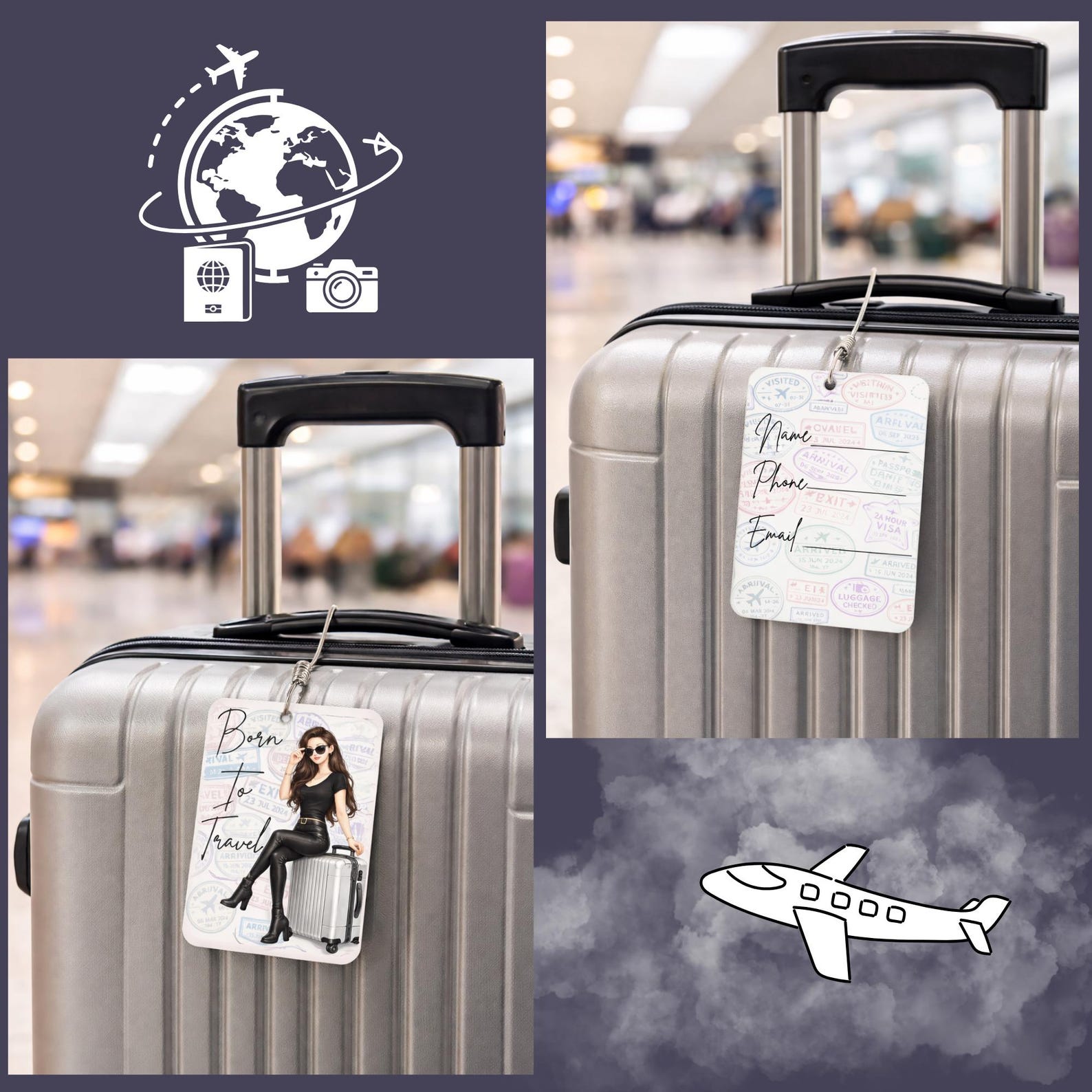 Printable Suitcase Label Tags | Travel Luggage Tag Template | Set of 3 ...