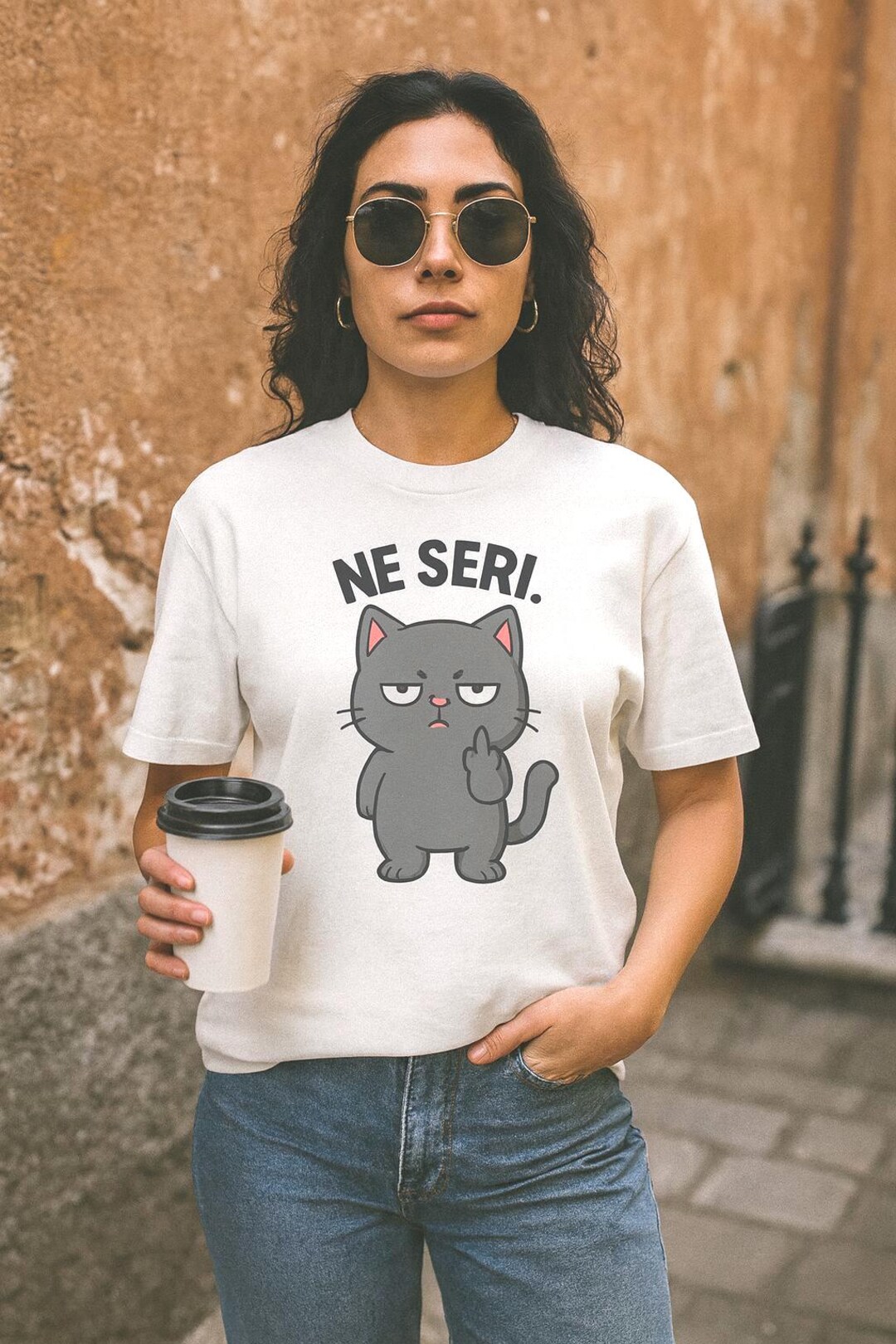 Ne Seri Funny Cat T-shirt | Balkan Humor Shirt | Grumpy Cat Middle ...