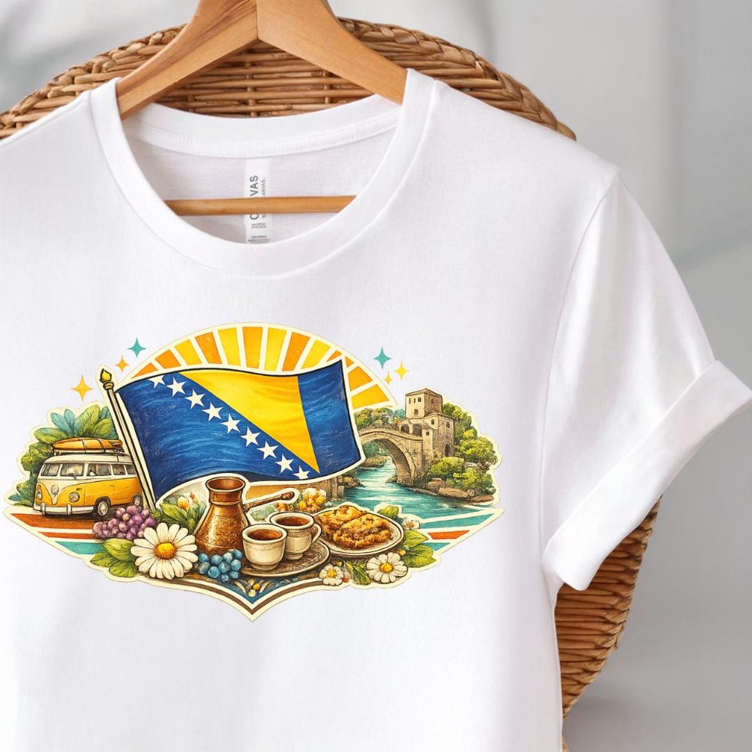 Bosnia T-shirt | Bosnian Flag Design | Bosnia and Herzegovina Motif ...
