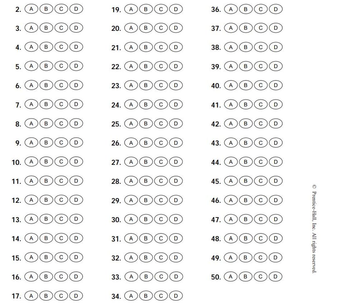 Bubble Answer Sheet for Tests - Etsy