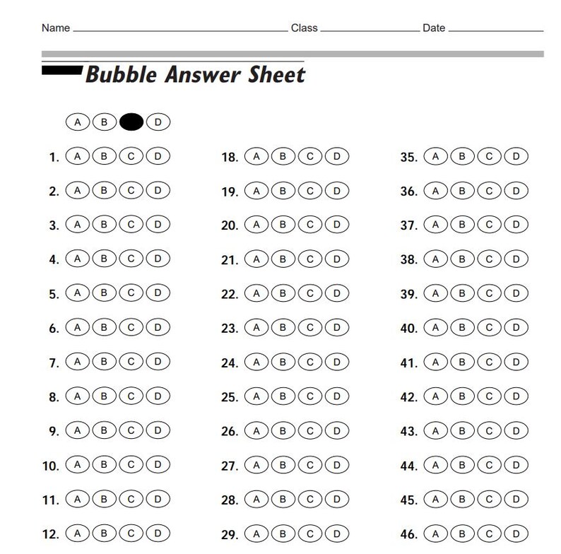 Bubble Answer Sheet for Tests - Etsy