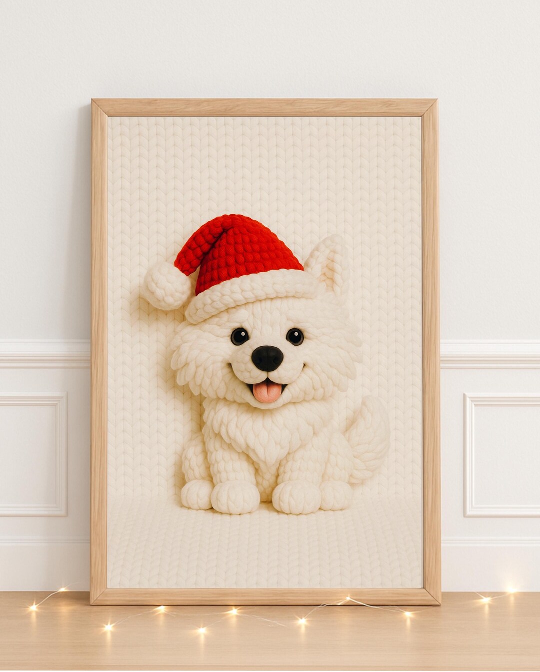 Crochet Samoyed Christmas Wall Art | Dog Santa Hat (digital Download ...