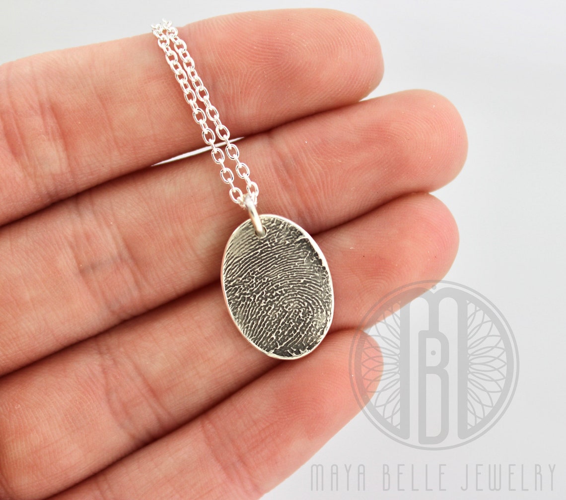 Fingerprint Necklace Minimalist Thumb Print Necklace - Etsy