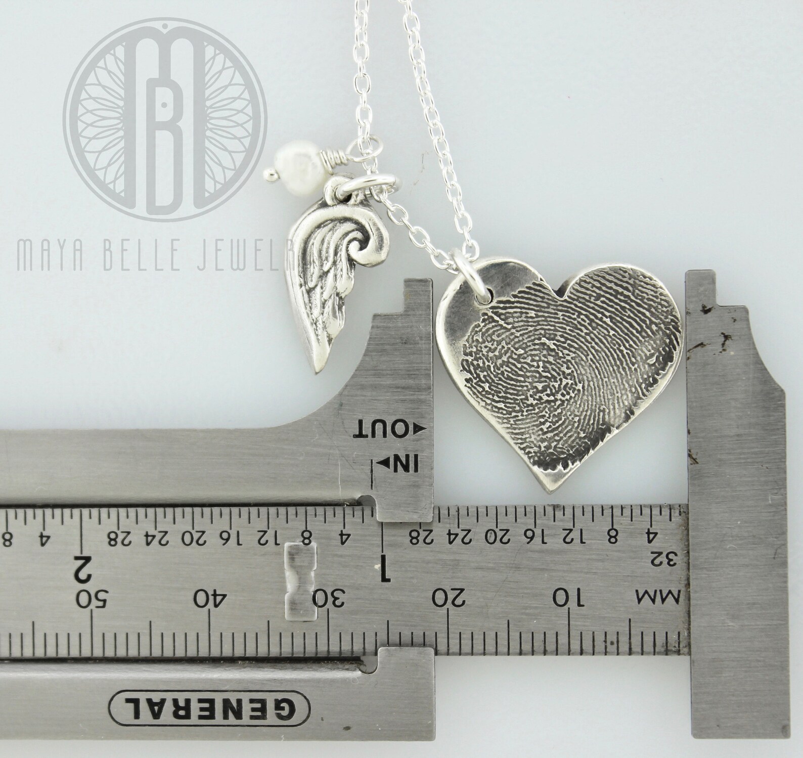 Fingerprint Necklace Angel Wing Genuine Birthstone Custom - Etsy