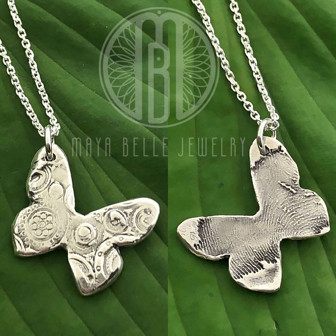 Butterfly Fingerprint Neckace, Thumbprint Charm Necklace, Made From ...