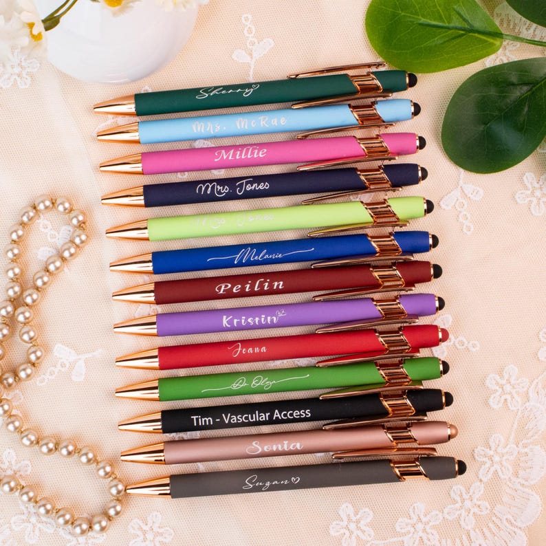 Personalized Luxurious Soft Touch Rose Gold Pen, Rubberized Soft Touch ...